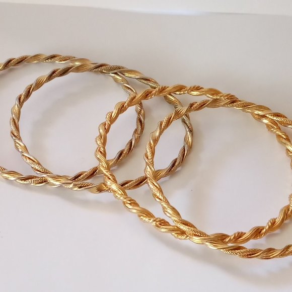 Jewelry | Womens Bangles Lot Of 4 Gold Tone Twisted Rope Design 8 ...